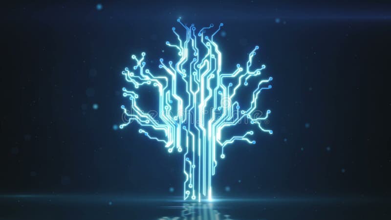Blue Abstract Circuit Board Electronic Hi-tech Growing Tree Stock ...