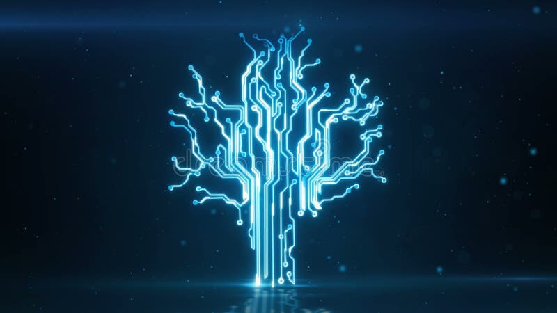 Blue Abstract Circuit Board Electronic Hi-tech Growing Tree Stock ...