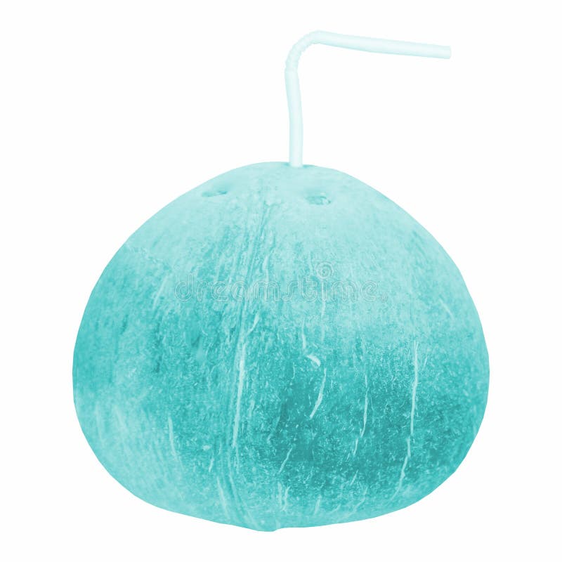 Blue Abstract Coconut Frut with a Straw, Drinking Coco Stock ...