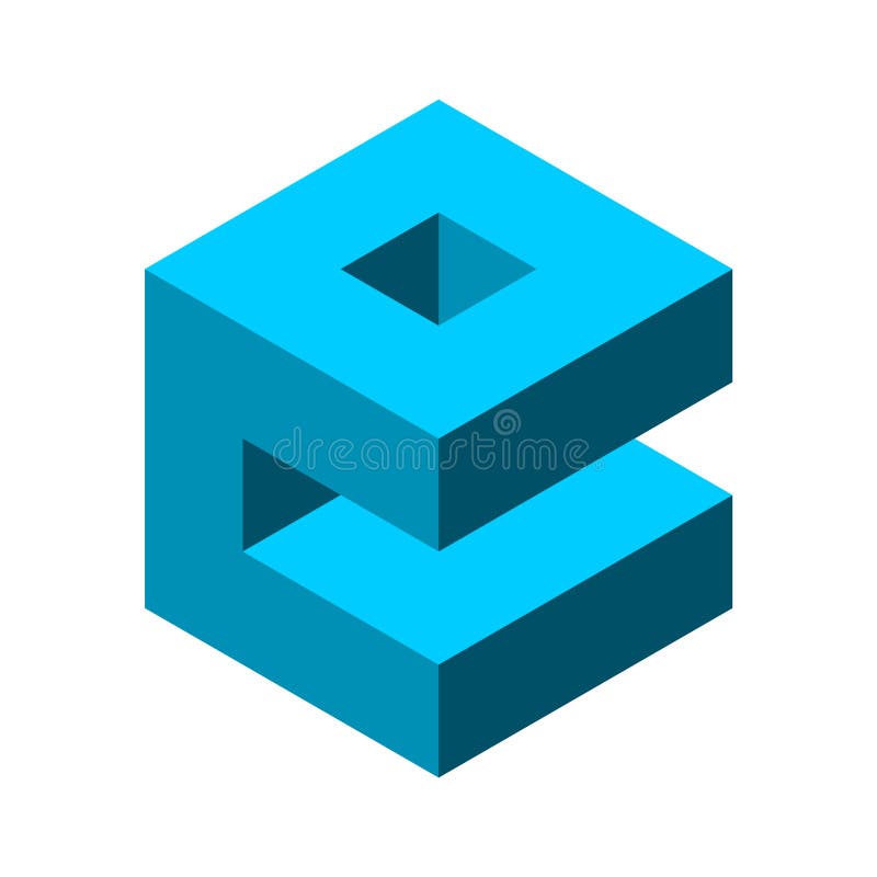 Blue Abstract Cube Shape Logo Design Template. Construction with a Hole ...