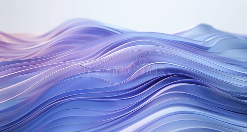Blue Abstract Curved Lines 3D Render Light Background with Wavy ...