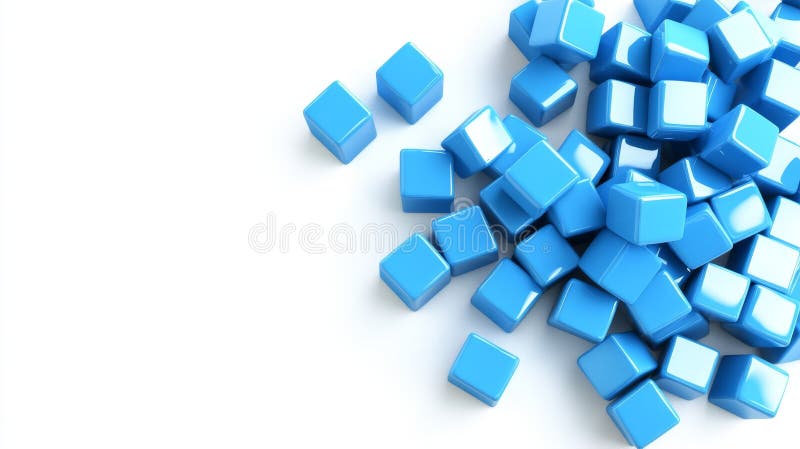 A Blue Abstract 3D Design with Geometric Cubes of Different Heights and ...