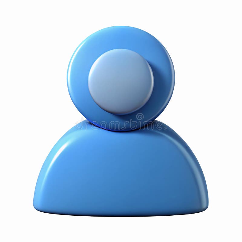 Blue Abstract 3D Icon of User Profile Symbol with Glossy Texture on ...