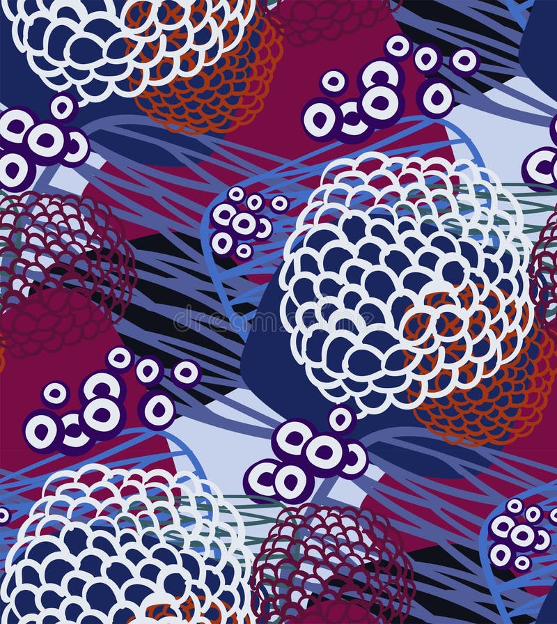 Blue Abstract Dark Seamless Pattern Vector Floral Design Primitive ...