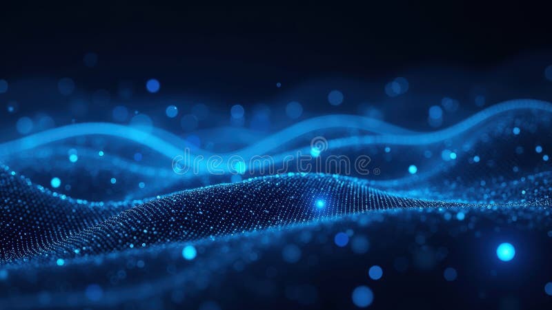 Blue Abstract Data Grid Flow on Dark Background Stock Illustration ...