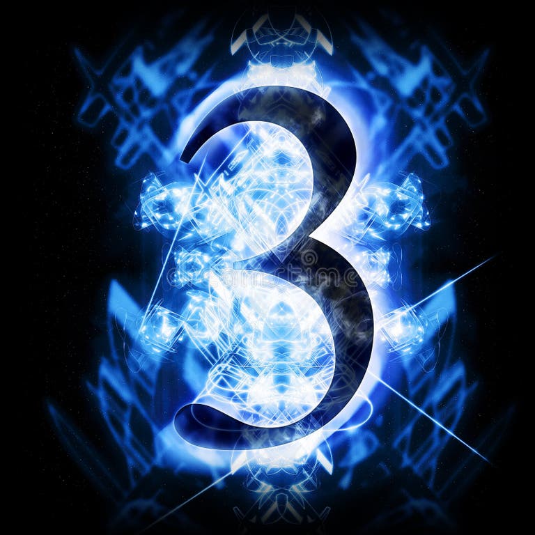 Blue Abstract Digit 3 stock illustration. Illustration of black - 193475518