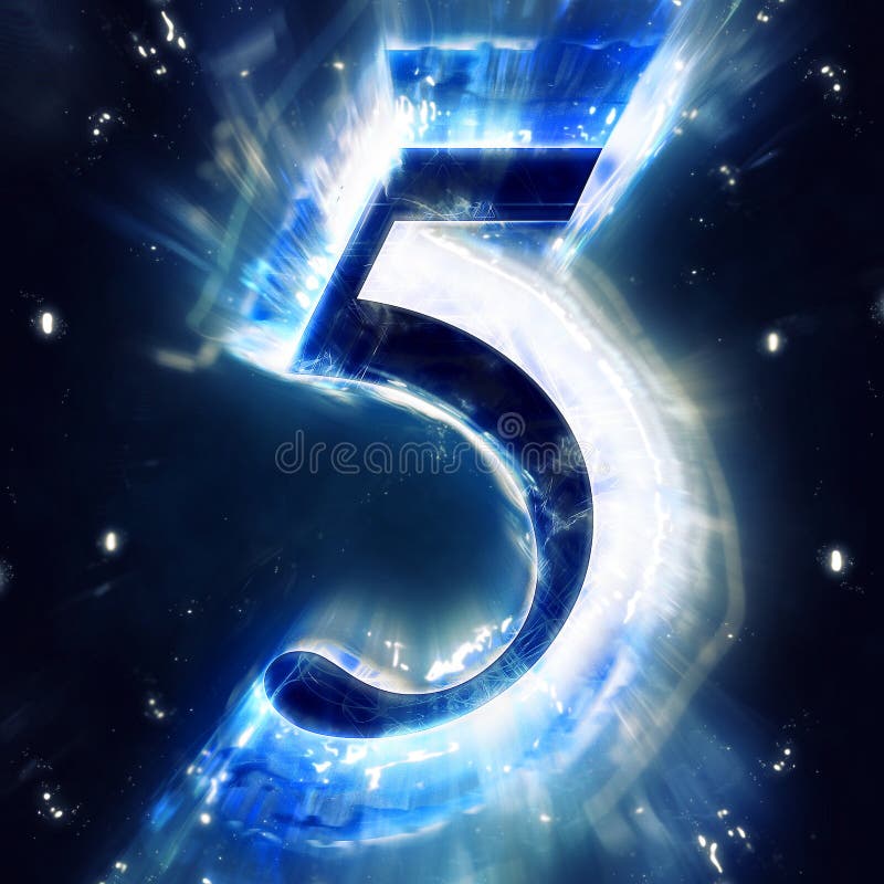 Blue Abstract Digit 5 stock illustration. Illustration of geometric ...