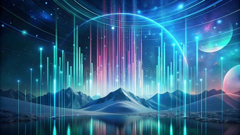 Blue Abstract Digital Background with Intricate Linework and Dots Stock ...