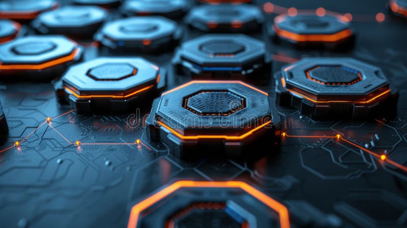 Blue Abstract Digital Hexagon Technology Pattern for Futuristic ...