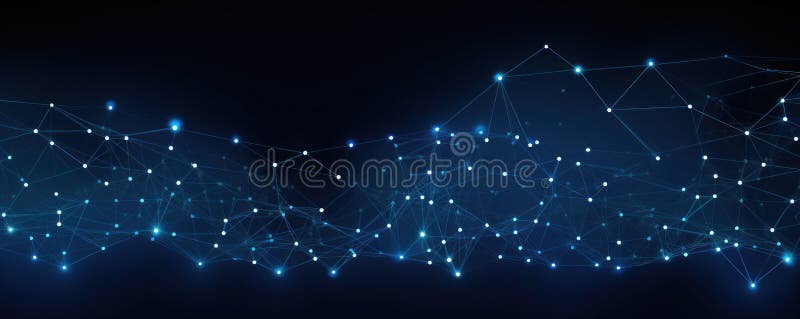 Blue Abstract Digital Network Background with Light Particles AI ...