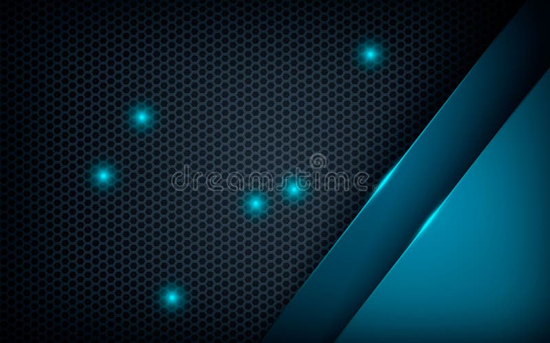 Blue Abstract Dimension on Dark Hexagon Background. Overlap Layers ...