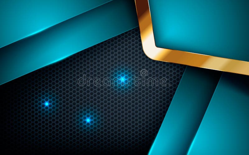 Blue Abstract Dimension on Dark Hexagon Background. Overlap Layers ...