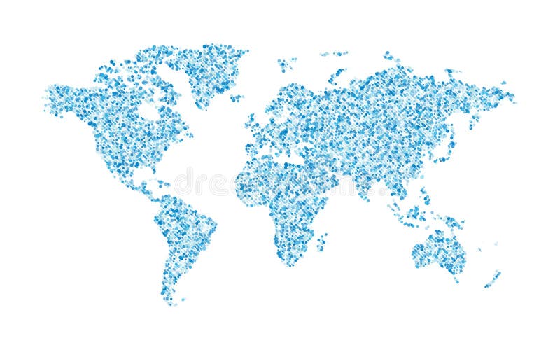 Blue Abstract Dotted World Map Stock Vector - Illustration of dots ...
