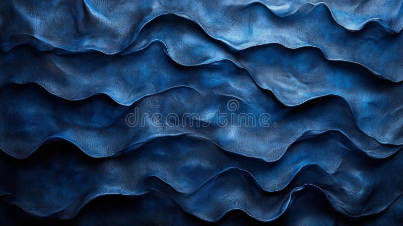 Blue Abstract Fabric Waves with Textured Details Generative AI Stock ...