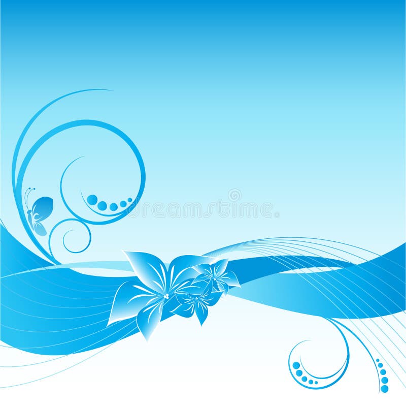 Blue Abstract Floral Vector Backdrop Stock Vector - Illustration of ...