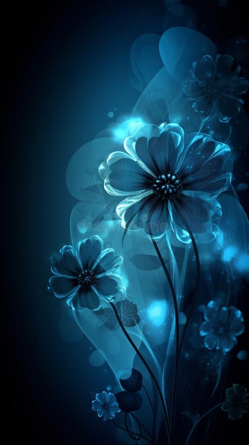 Blue Abstract Flower. AI Generated Stock Photo - Image of elegant ...