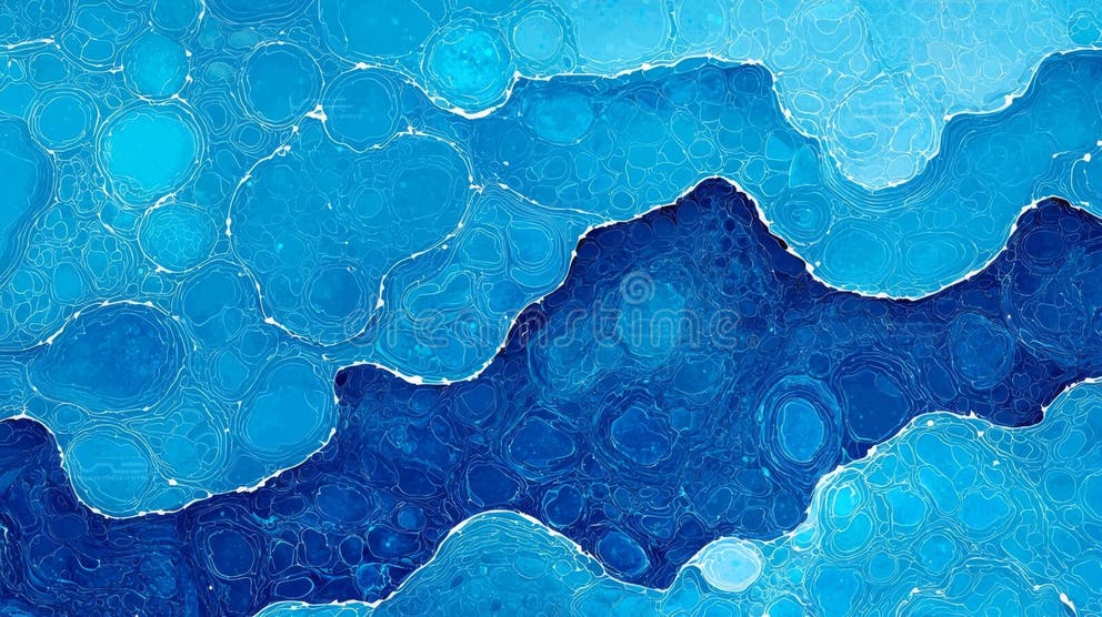Blue Abstract Fluid Texture with Organic Patterns in Various Shades ...