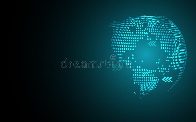 Blue Abstract Global Dot Map Background. Radial Gradient. Modern Design ...