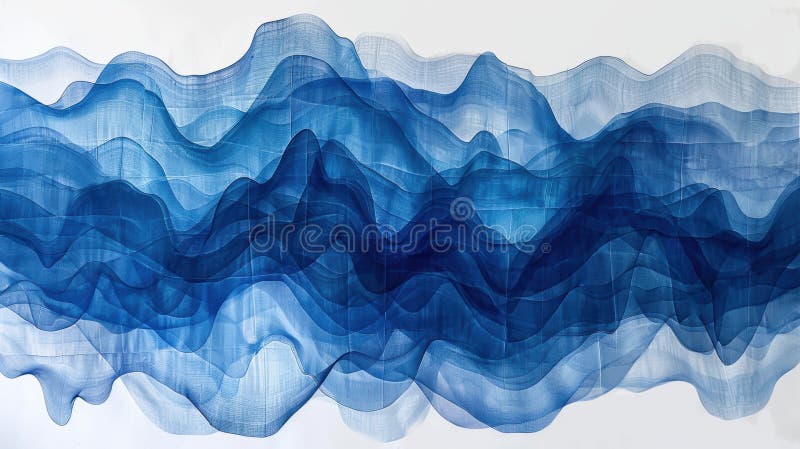 Blue Abstract Graph Representing Data Trends with Overlapping Wave ...
