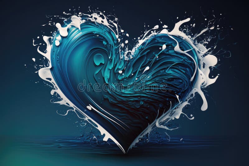Blue Abstract Heart Shape Background with Smears and Waves Stock ...