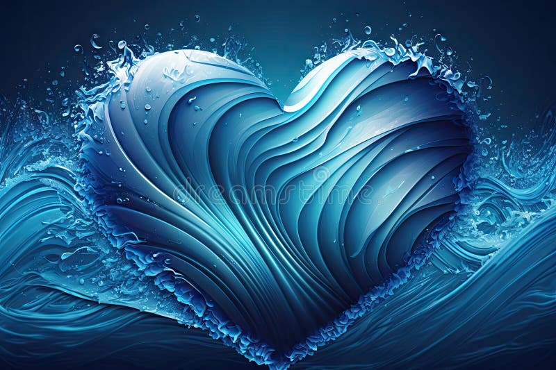 Blue Abstract Heart Shape Background with Smears and Waves Stock ...
