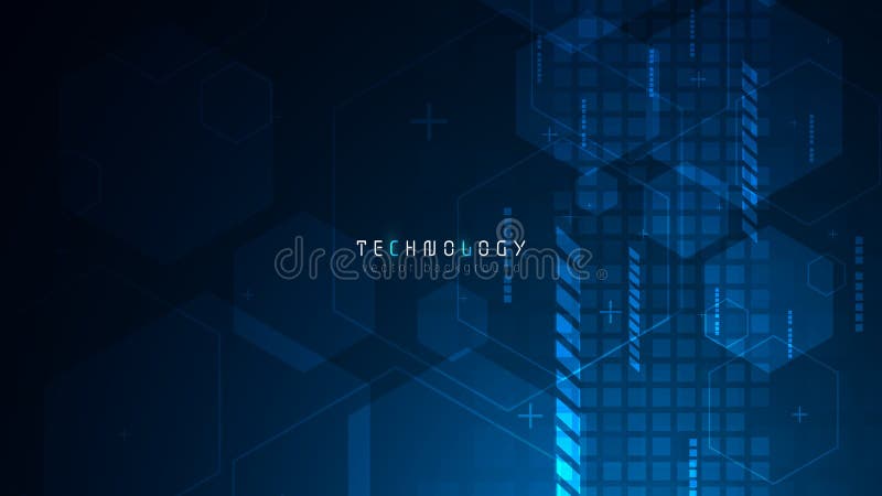 Blue Abstract Hexagon Technology Background with Copyspace,futuristic ...