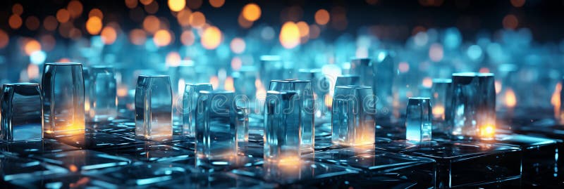 Blue Abstract Horizontal Background for Website Header. Glass Cubes ...