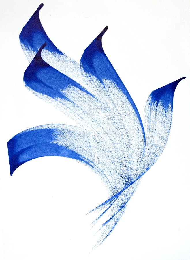 Blue Abstract Ink Strokes Isolated Stock Illustration - Illustration of ...