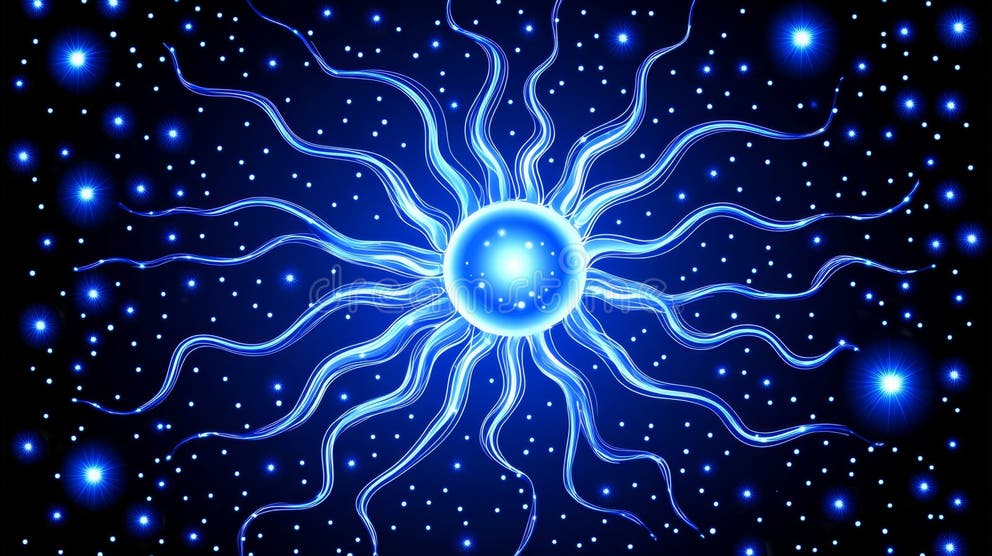 Blue Abstract Interconnected Node Network with Stars Bokeh Overlay ...