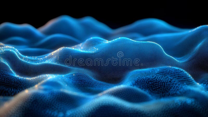 Blue Abstract Landscape of Digital Data Flow, Binary Code Background ...
