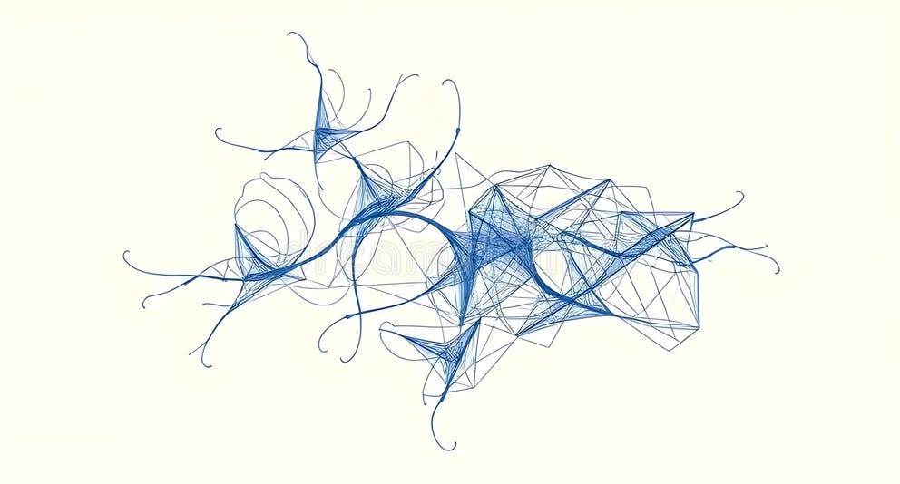 Blue Abstract Line Art Features a Complex Web of Interconnected Stock ...