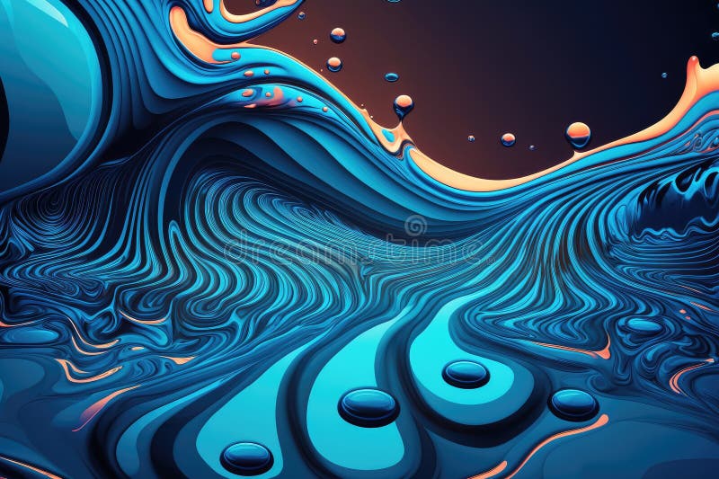 Blue Abstract Liquid Wave Background with Colorful Reflections Stock ...