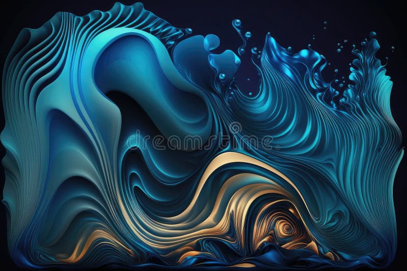 Blue Abstract Liquid Wave Background with 3d Effect, Creating a Sense ...