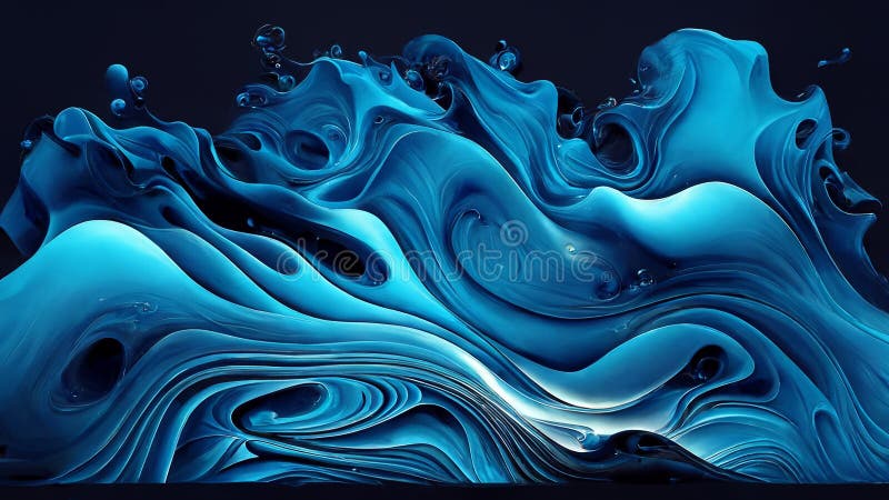 Blue Abstract Liquid Wave Background. Flowing Liquid Close Up in Detail ...