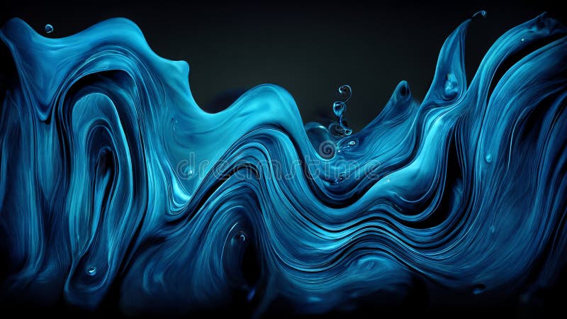 Blue Abstract Liquid Wave Background. Flowing Liquid Close Up in Detail ...