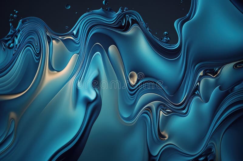 Blue Abstract Liquid Wave Background, Flowing Liquid. Generative AI ...