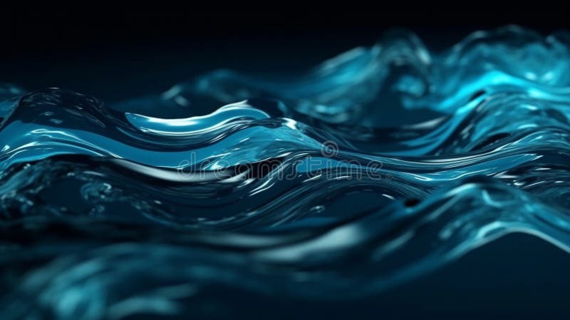 Blue Abstract Liquid Wave Background. Generative AI Stock Illustration ...