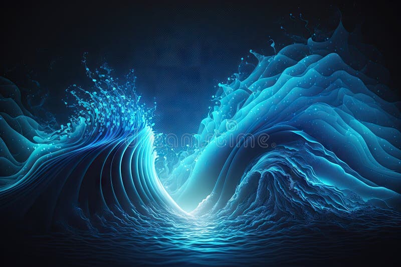 Blue Abstract Liquid Wave Background with Light Rays Shining through ...