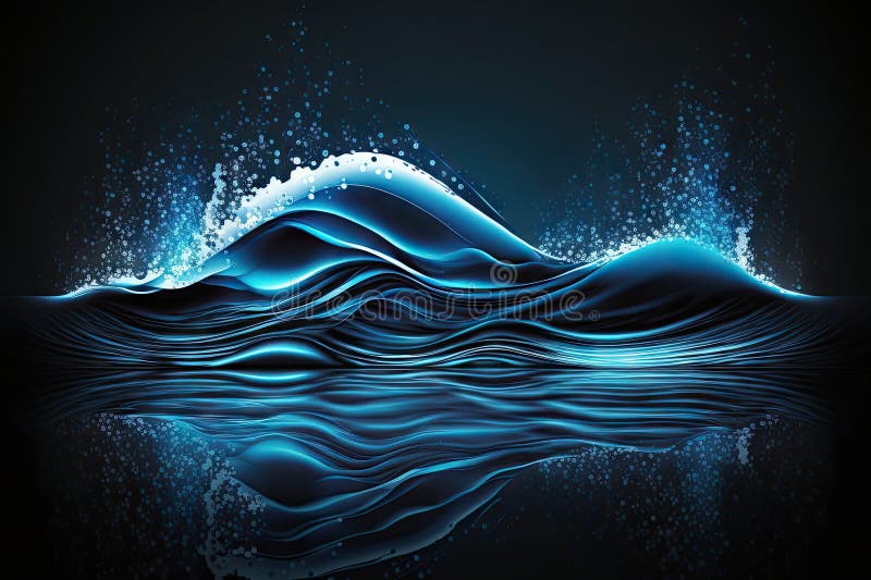 Blue Abstract Liquid Wave Background with Reflection of Light Source ...