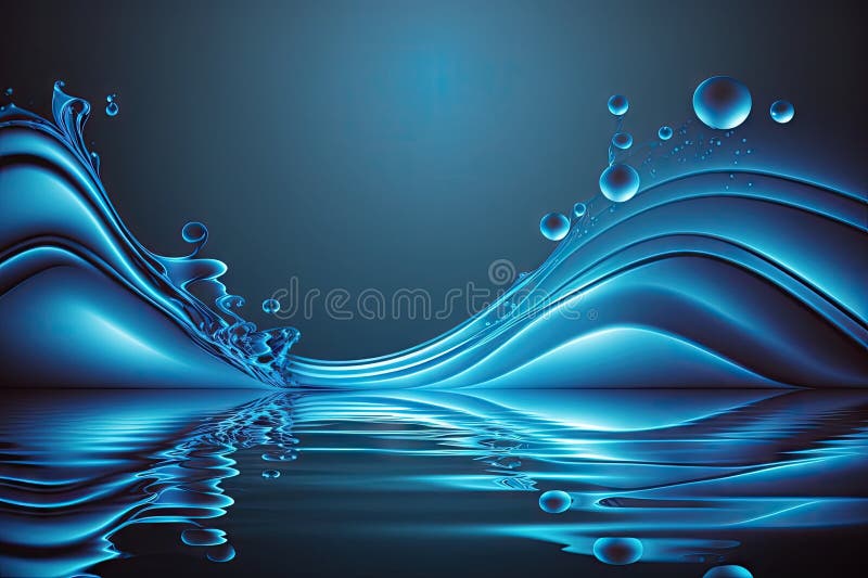 Blue Abstract Liquid Wave Background with Reflection of Light Source ...