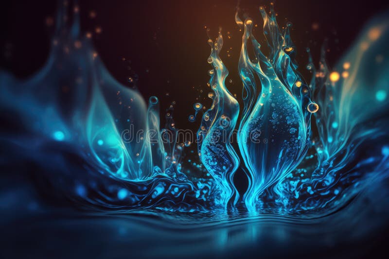 Blue Abstract Liquid Wave Background with Reflections of Light and ...