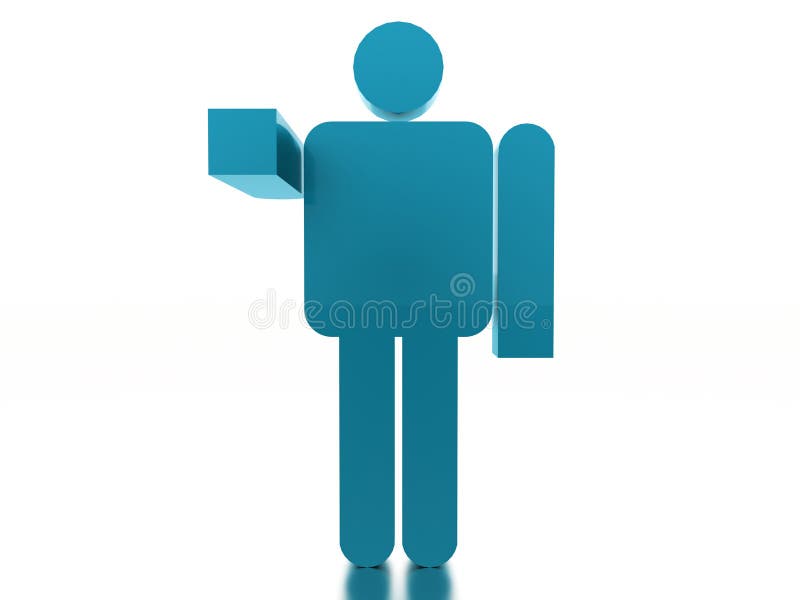Blue Abstract Man Figure Rendered on White Background Stock ...