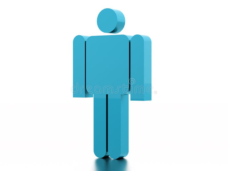 Blue Abstract Man Figure Rendered on White Background Stock ...
