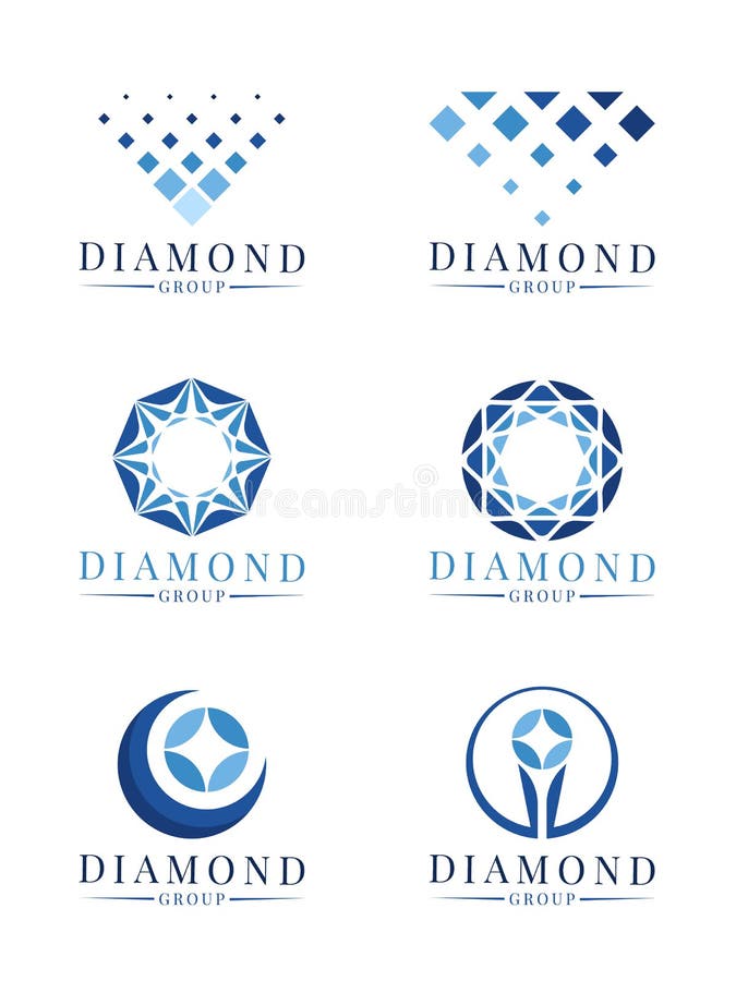 Blue Abstract Modern Diamond Logo Sign Vector Set Design Stock Vector ...
