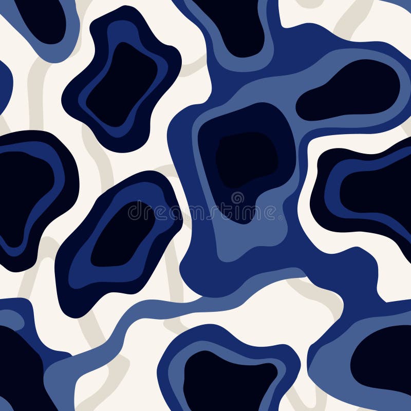 Blue Abstract Modern Seamless Patterns Stock Illustration ...