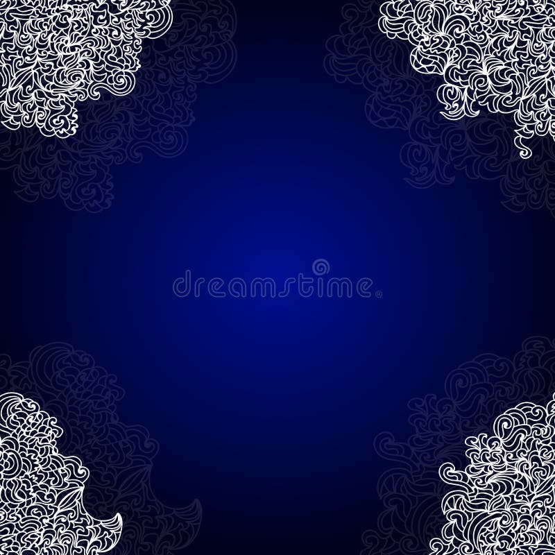 Blue Abstract Ornamental Vector Frame with White Lacy Corners Stock ...