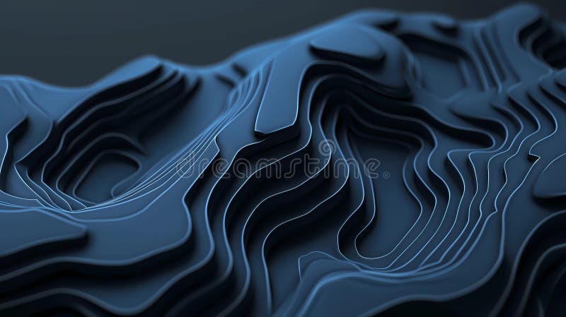 Blue Abstract Realistic 3d Topography Relief Textured with Wavy Layers ...