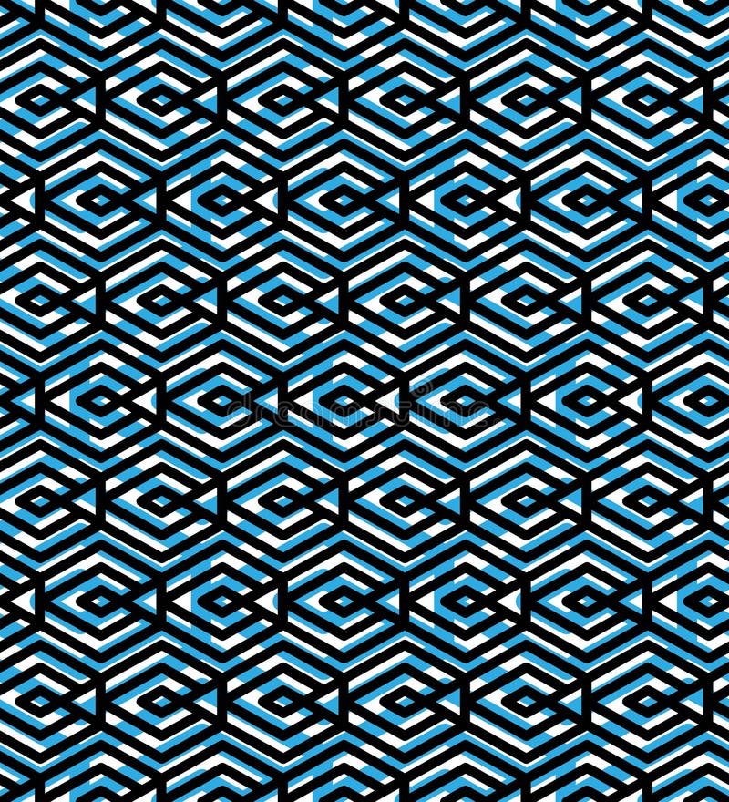 Blue Abstract Seamless Pattern with Interweave Lines. Vector Ornament ...