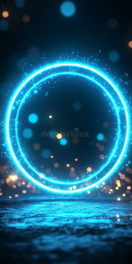 Blue Abstract Shining Particles Glitter Shimmer Circle Light Beam Frame ...