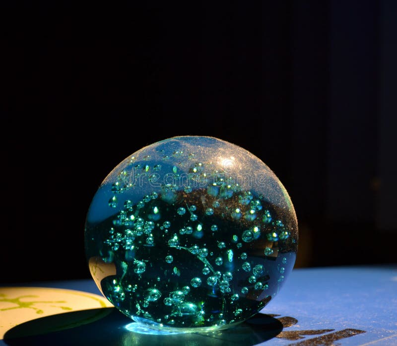 Blue Abstract Sparkle Crystal Sphere with Drops Stock Photo - Image of ...